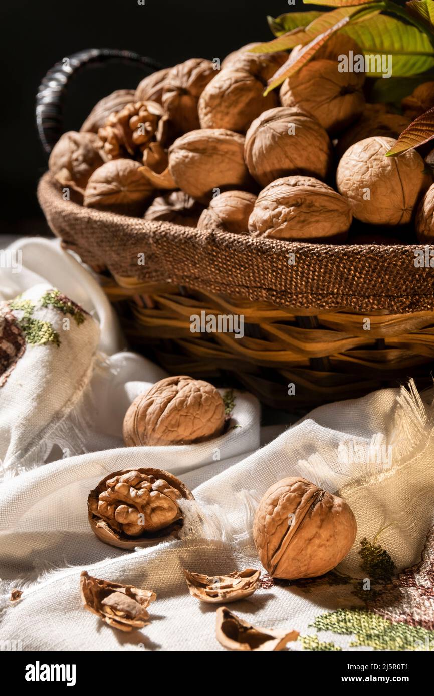 Basket whole walnuts nutcracker hi-res stock photography and images - Alamy