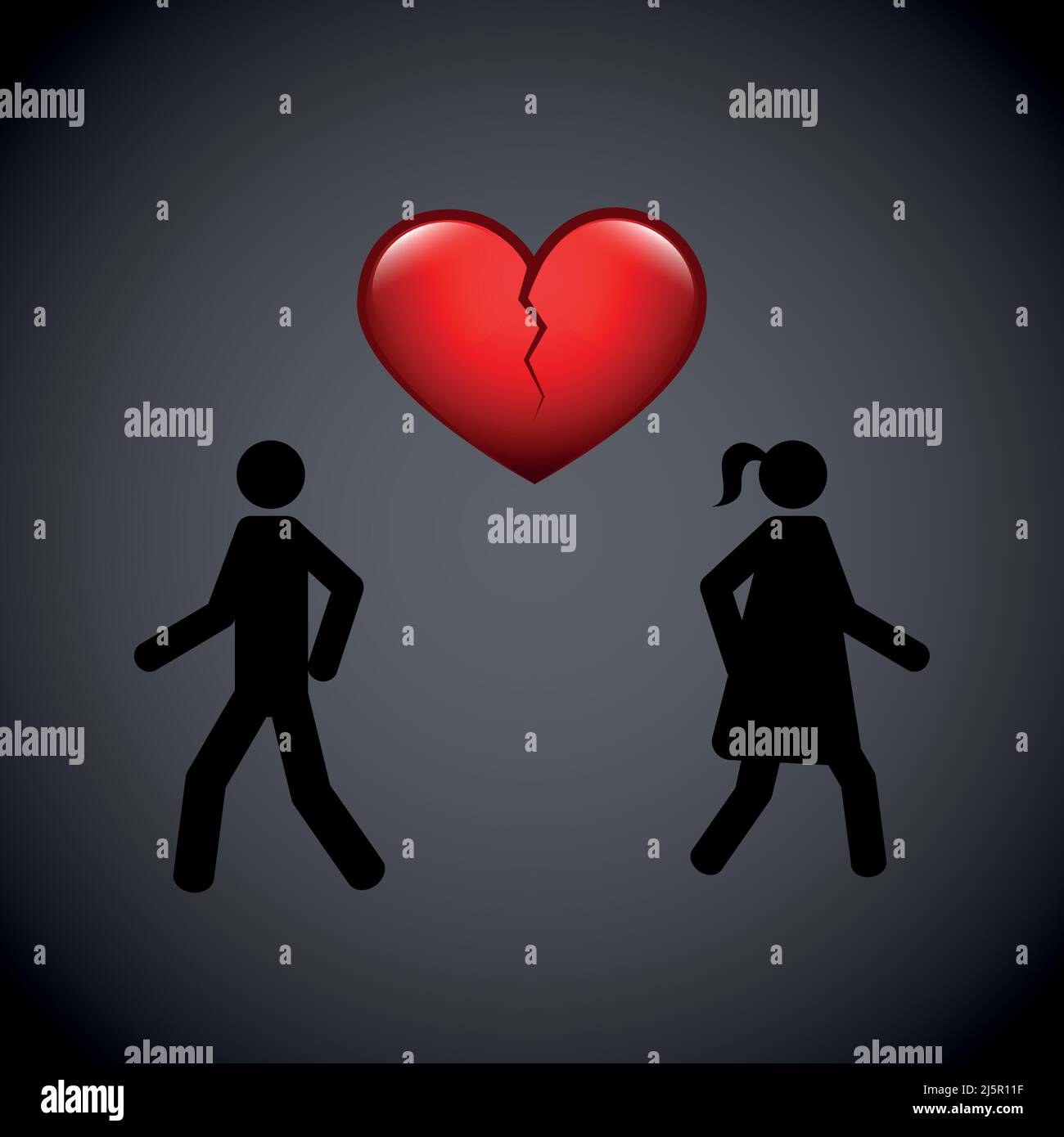 separation divorce pictogram info graphic with broken heart icon Stock ...