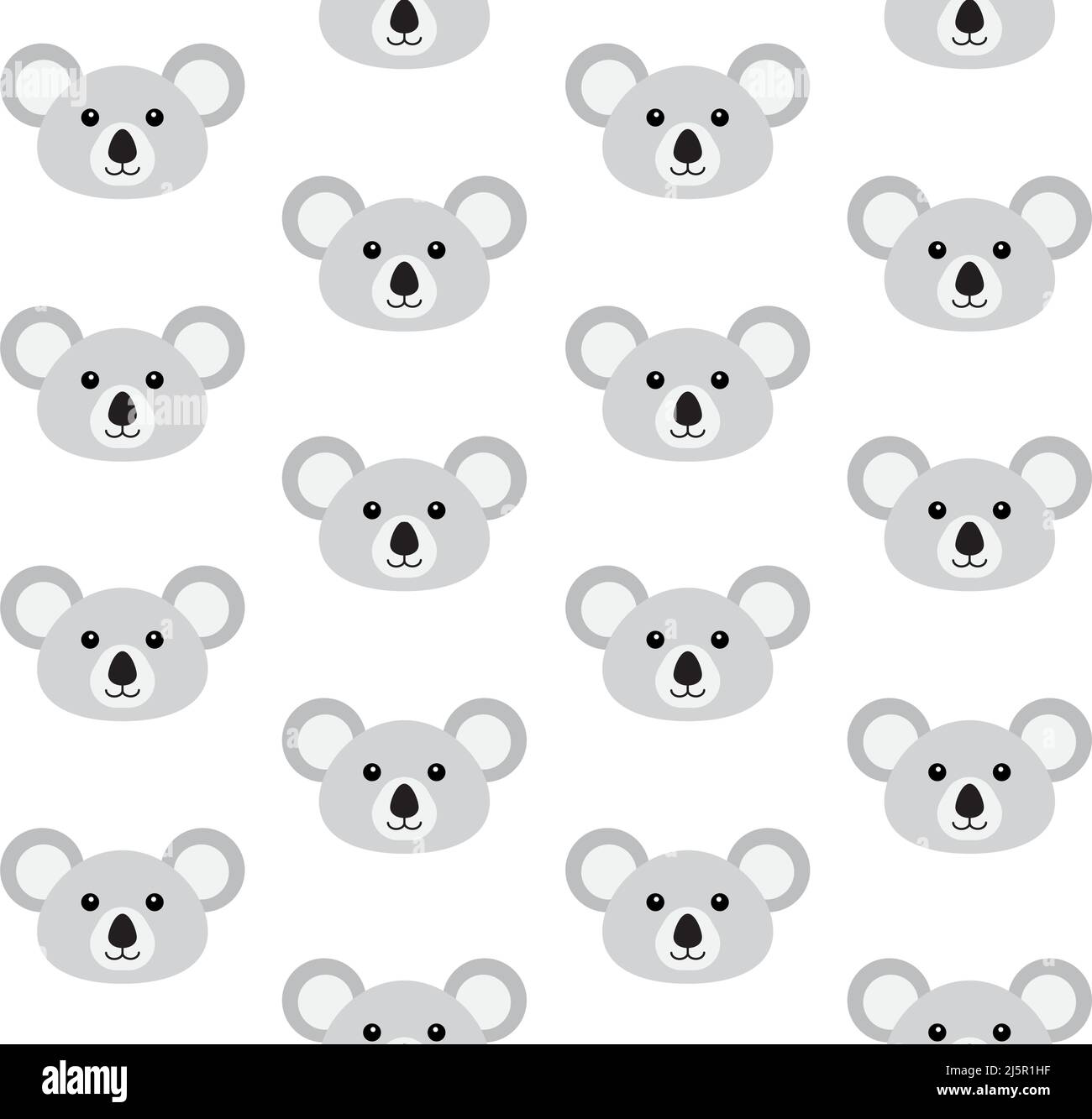 Vector seamless pattern of flat cartoon koala face isolated on white ...