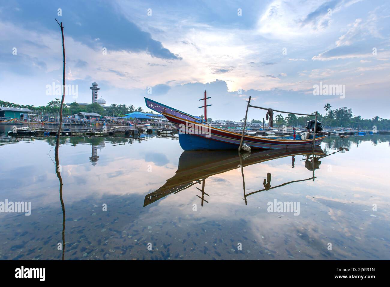 Kolae fishing boats dock on the Bang Nara River near the fishing ...