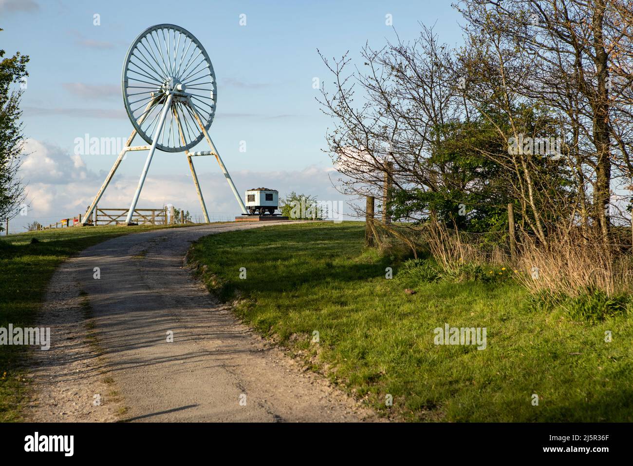 Newcastle-under-Lyme, Staffordshire, uk, 04,25.2022,Apedale pit wheel ...