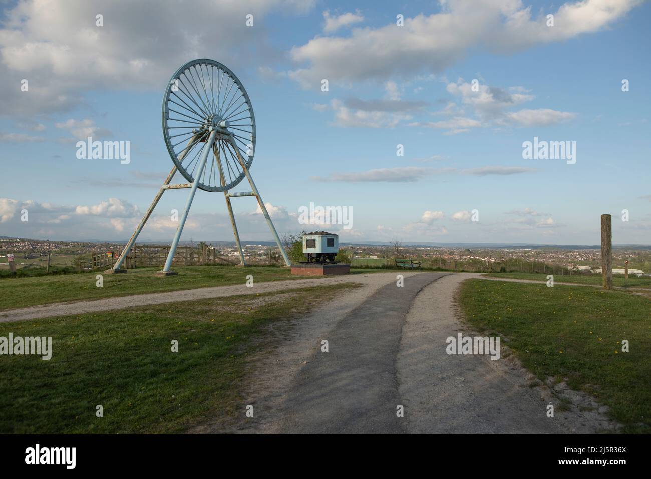 Newcastle-under-Lyme, Staffordshire, uk, 04,25.2022,Apedale pit wheel ...
