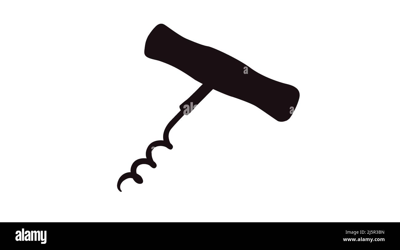 Corkscrew Icon. Vector linear black and white illustration of a ...