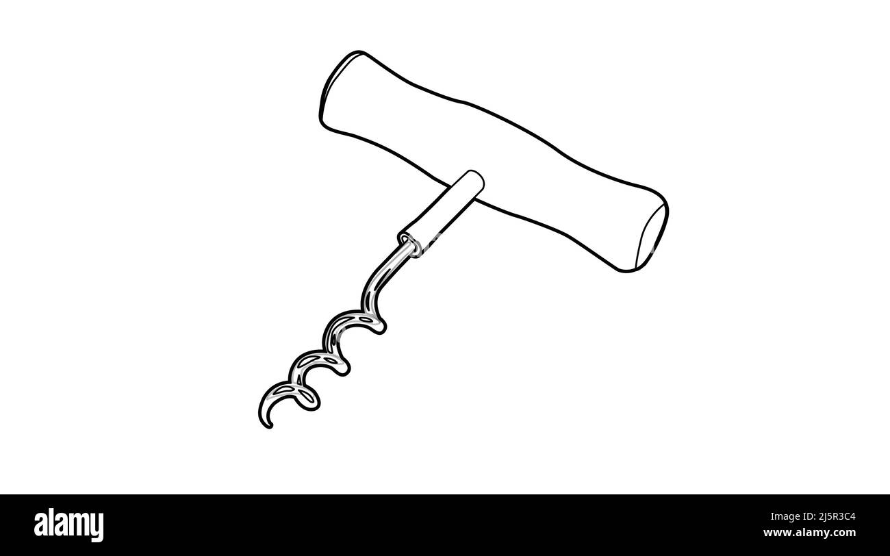 Corkscrew Icon. Vector linear black and white illustration of a ...