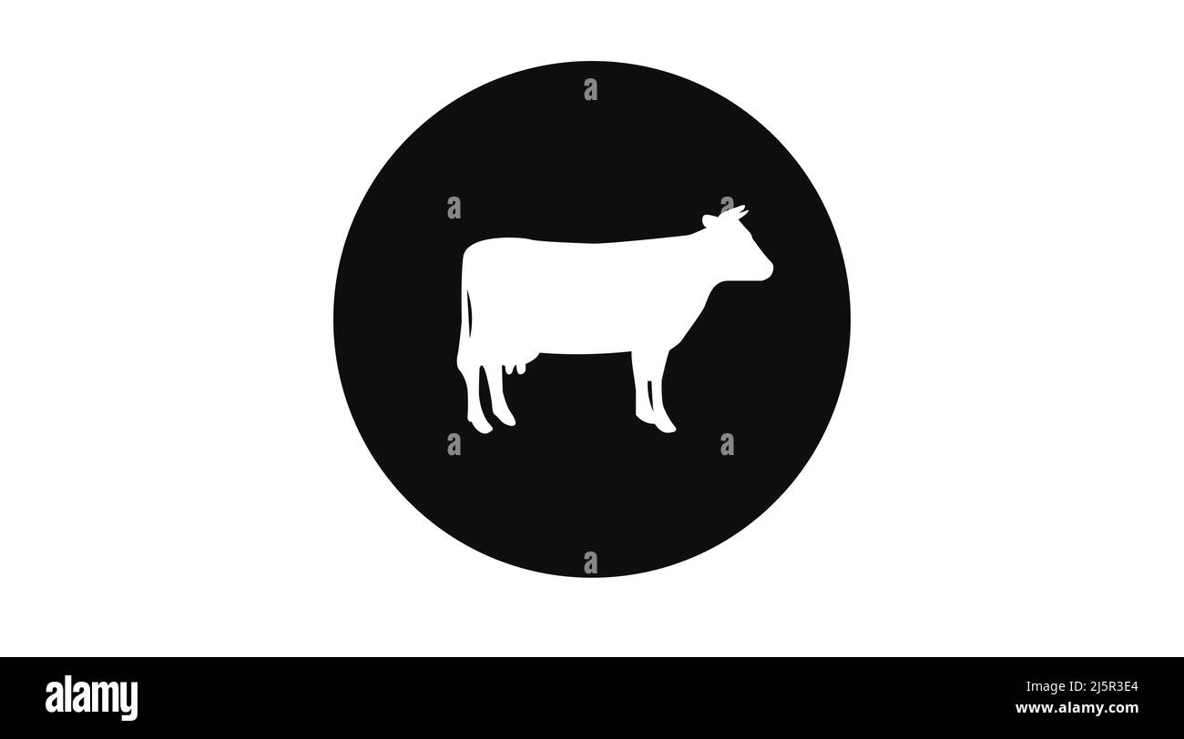Cow Icon. Vector isolated black and white illustration of a cow in a ...