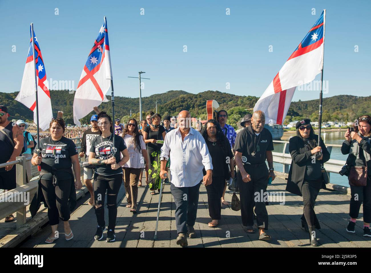 Maori protest march during Waitangi day. Waitangi Day is the national ...
