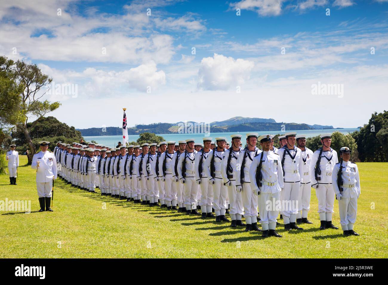 Royal New Zealand Navy parade at Waitangi Treaty Grounds during ...