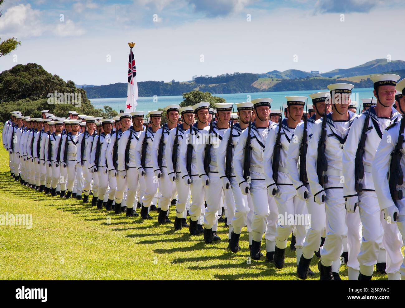 Royal New Zealand Navy parade at Waitangi Treaty Grounds during ...