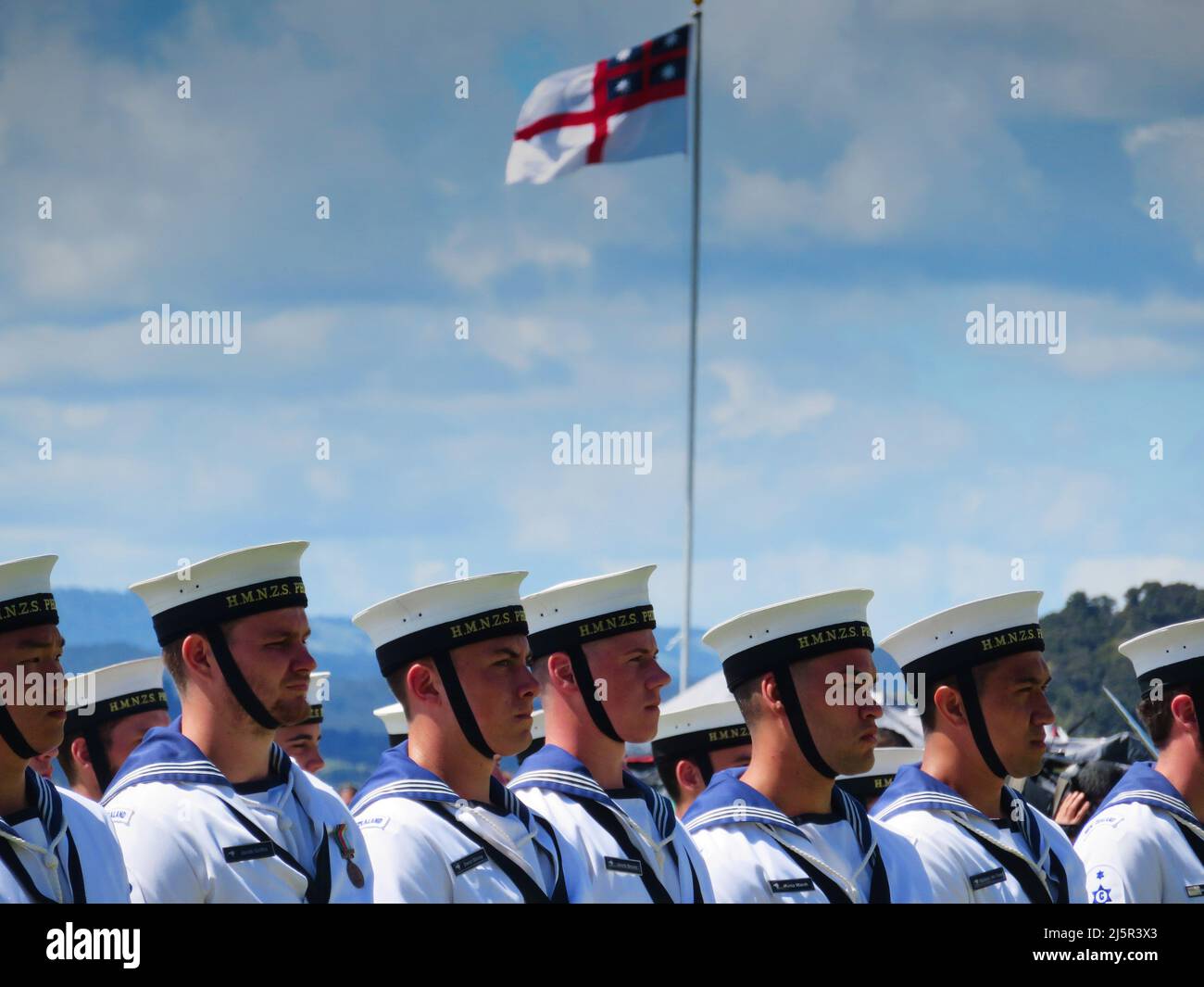 Royal New Zealand Navy parade at Waitangi Treaty Grounds during ...