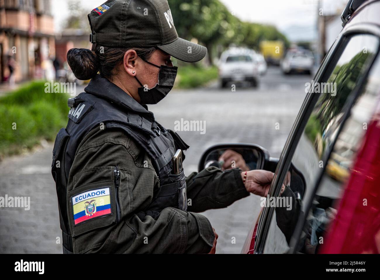 Police control in Ecuador, illegal immigration, Tulcan Stock Photo - Alamy
