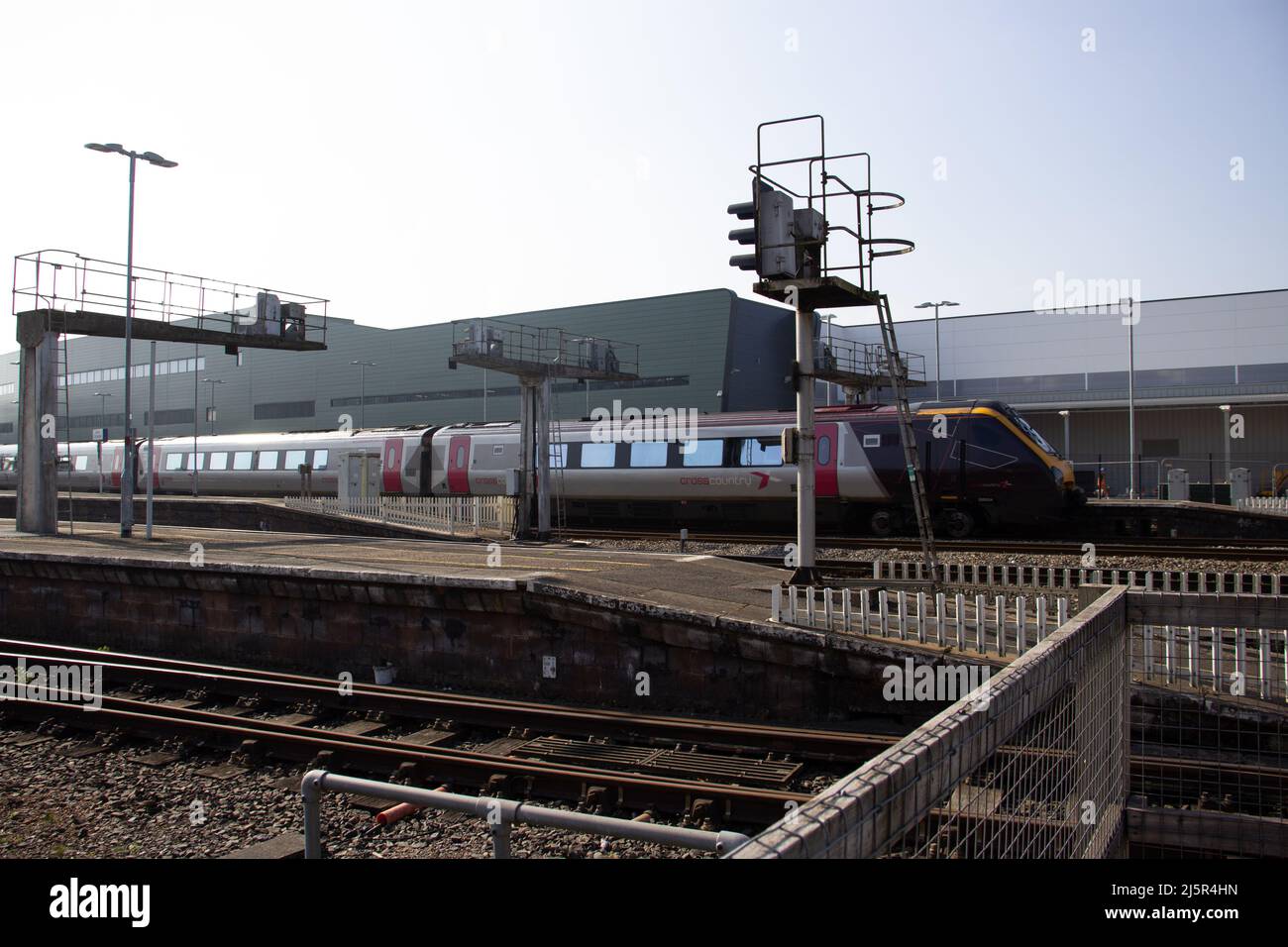 EXETER, UK - MARCH 1, 2021 a CrossCountry leaving Exeter St David's ...