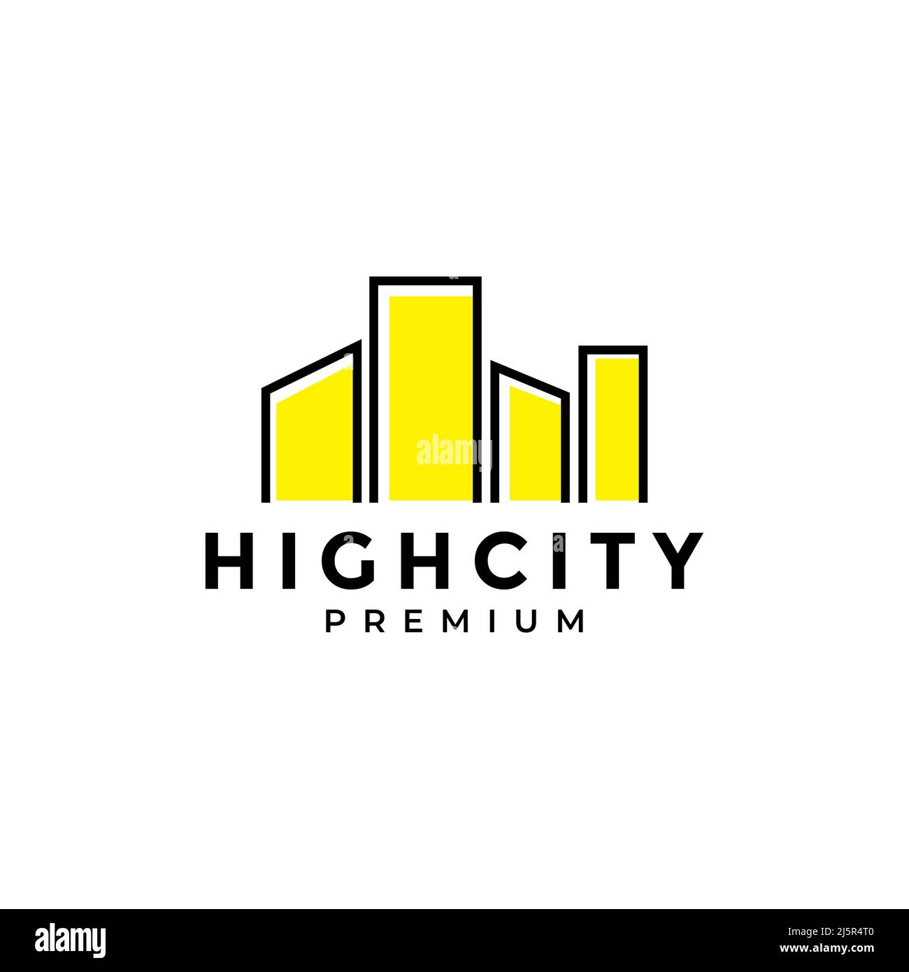 line abstract yellow building city skyscraper logo design vector ...