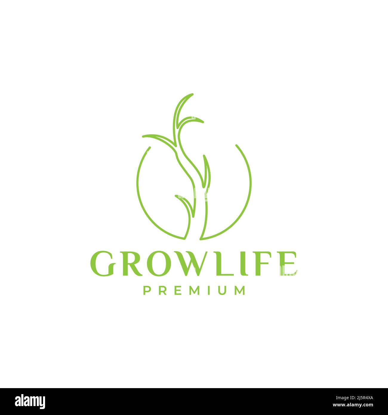 green plant line circle growth logo design vector graphic symbol icon ...