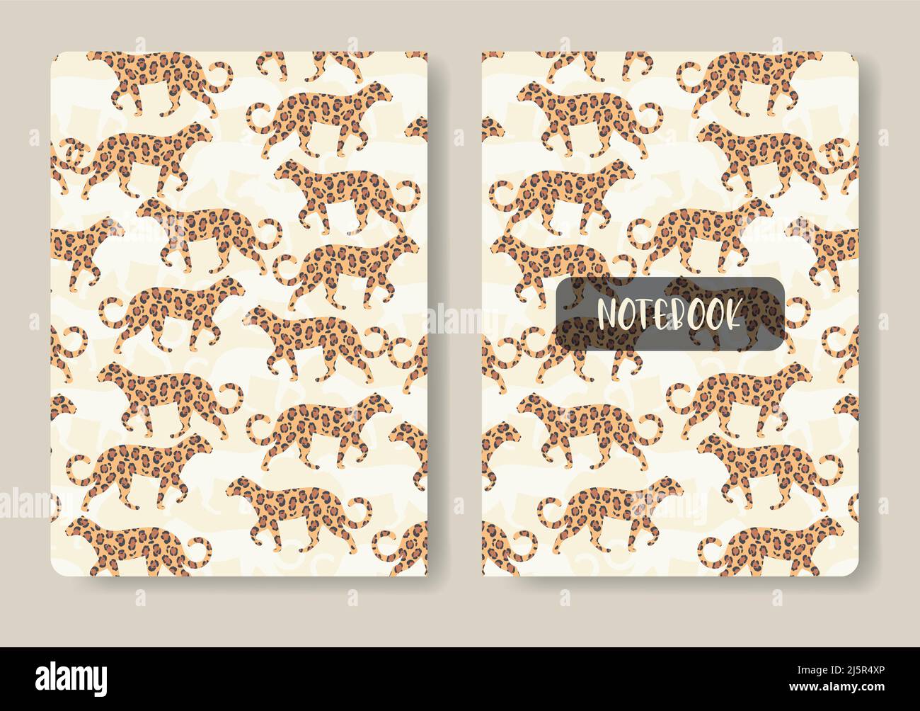 Cover design with leopard pattern. Hand drawn wild animals Stock Vector ...