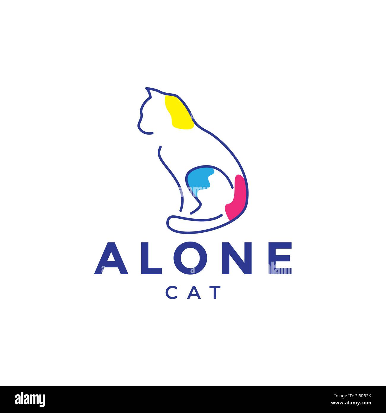 line art abstract cat sit logo design vector graphic symbol icon ...