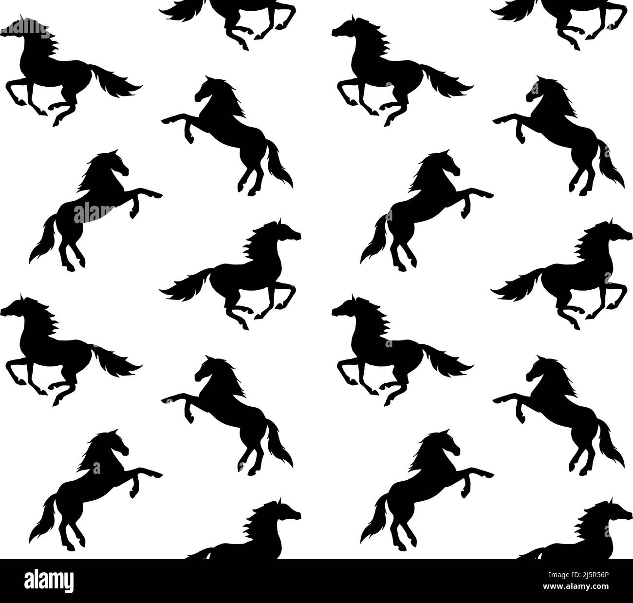 Vector seamless equestrian pattern of black different running horse ...