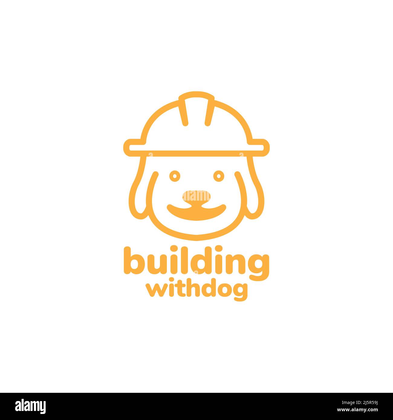 face cute dog with building helmet logo design vector graphic symbol ...
