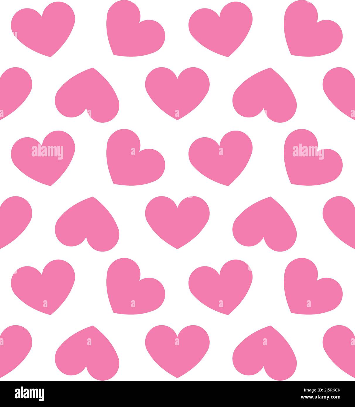 Vector seamless pattern of flat pink heart isolated on white background ...