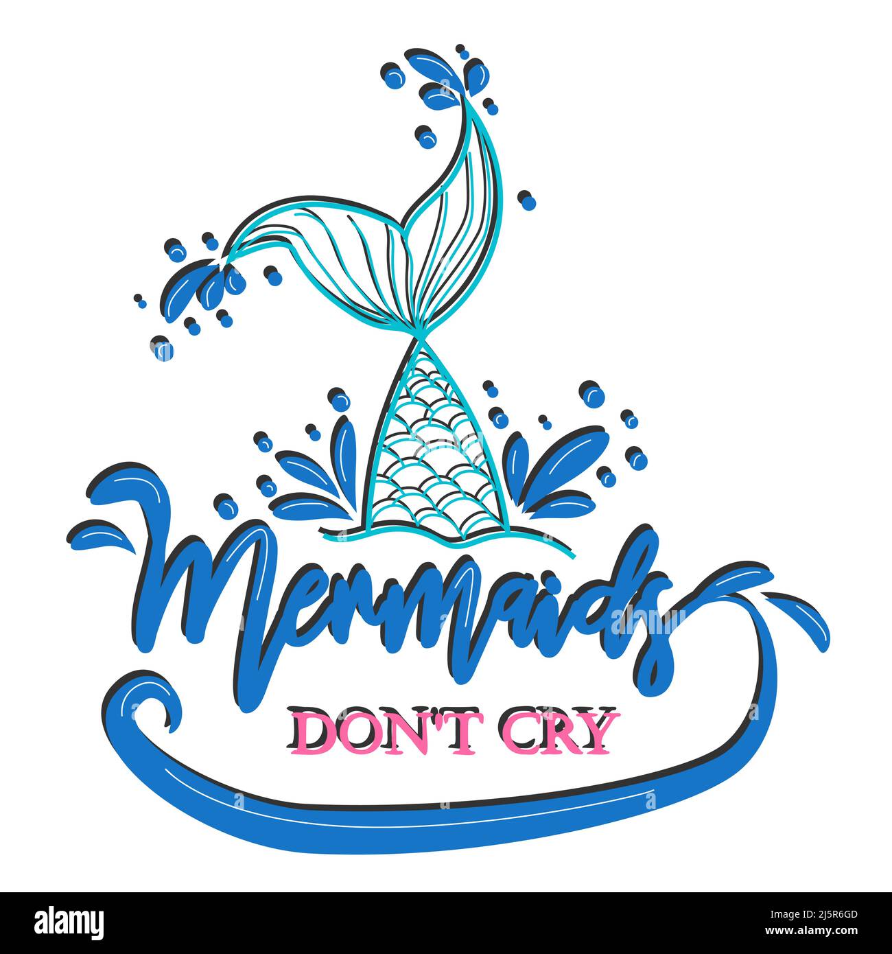 Quote about mermaids and mermaid tail with splashes. Mermaid card with ...