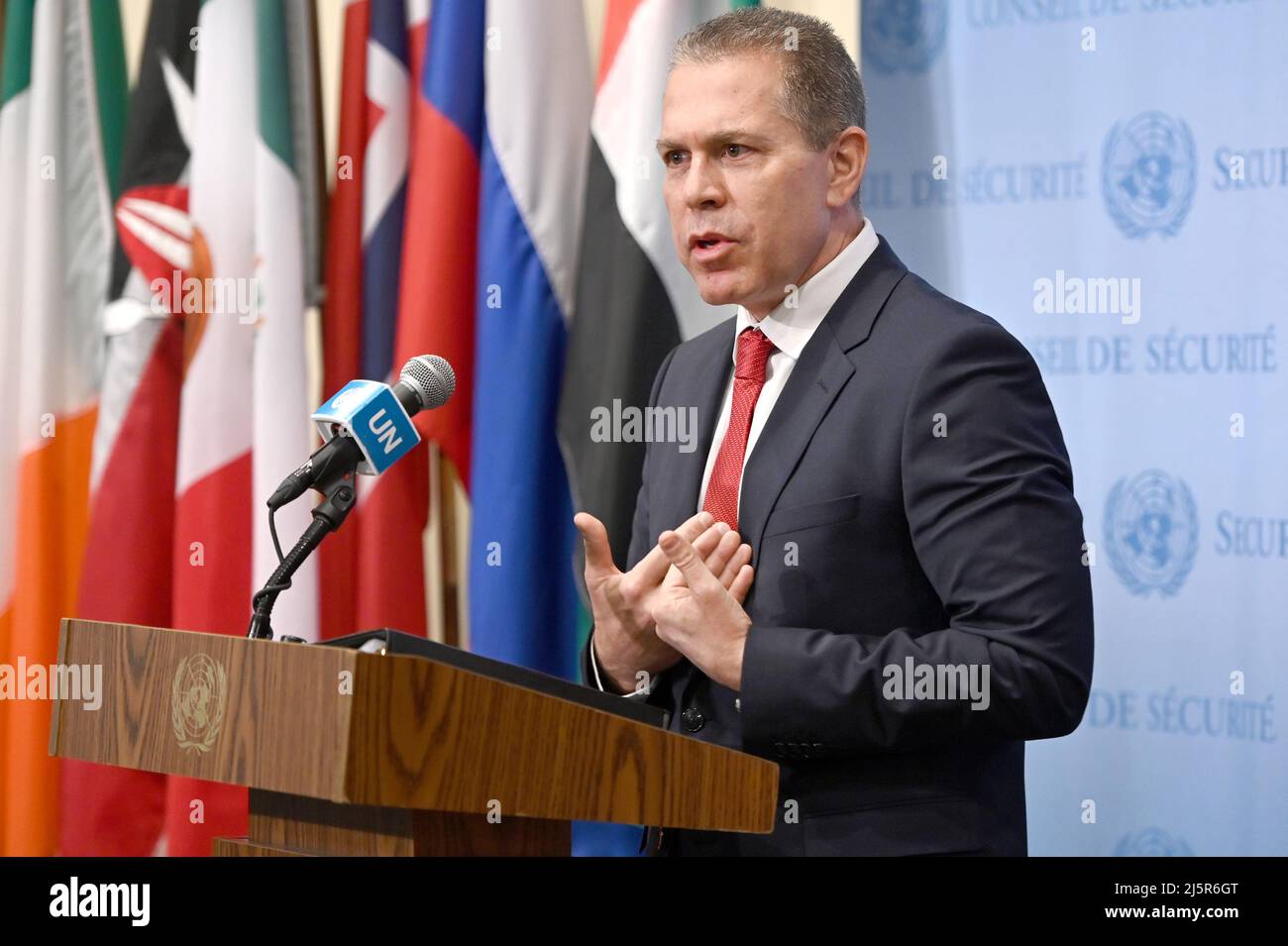 New York, USA. 25th Apr, 2022. Ambassador Gilad Erdan, Permanent ...