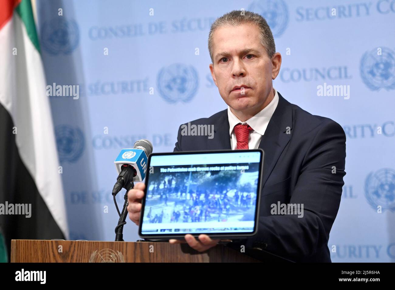 New York, USA. 25th Apr, 2022. Ambassador Gilad Erdan, Permanent ...