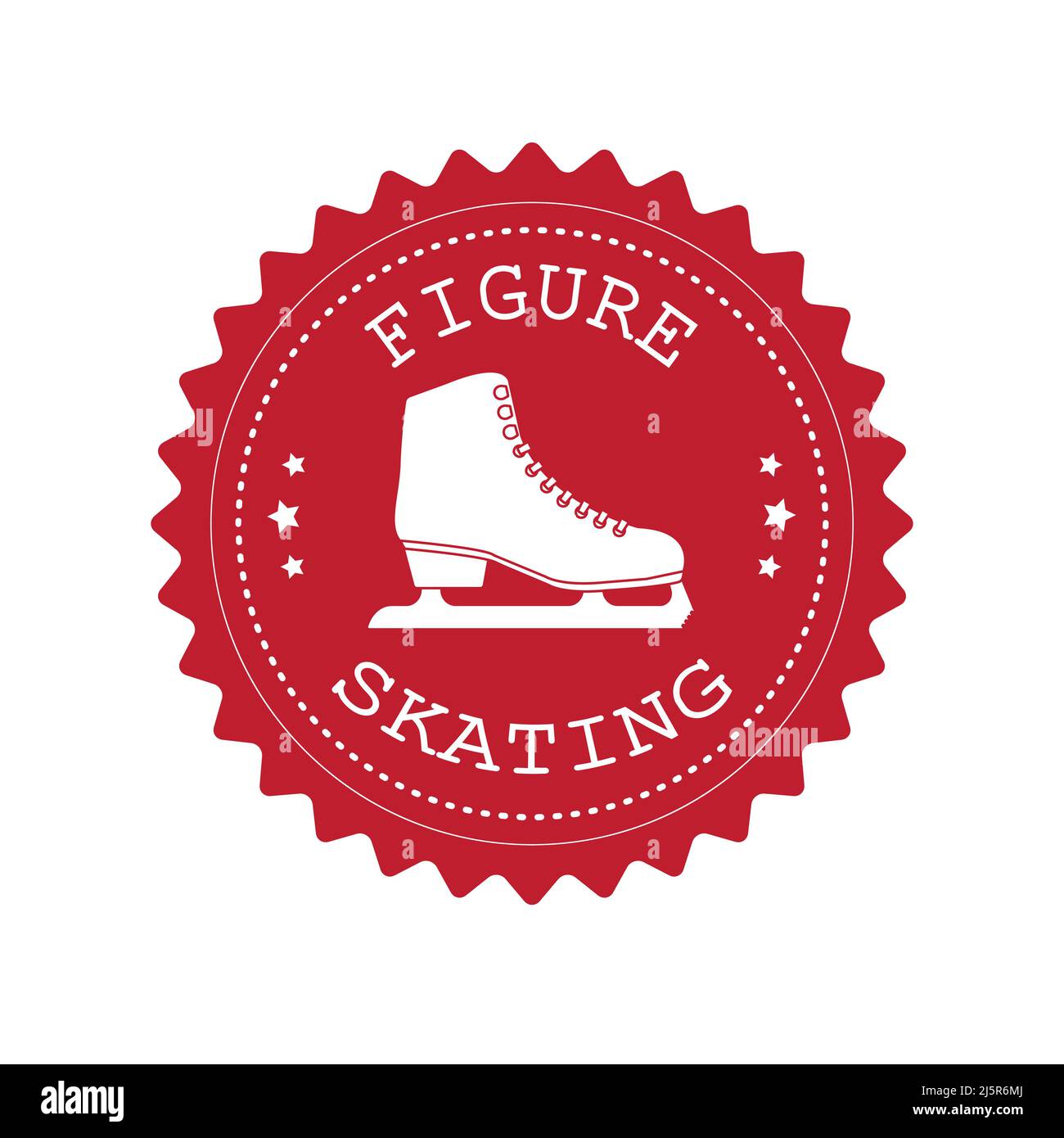 Vector flat red retro round logo with figure ice skates silhouette ...
