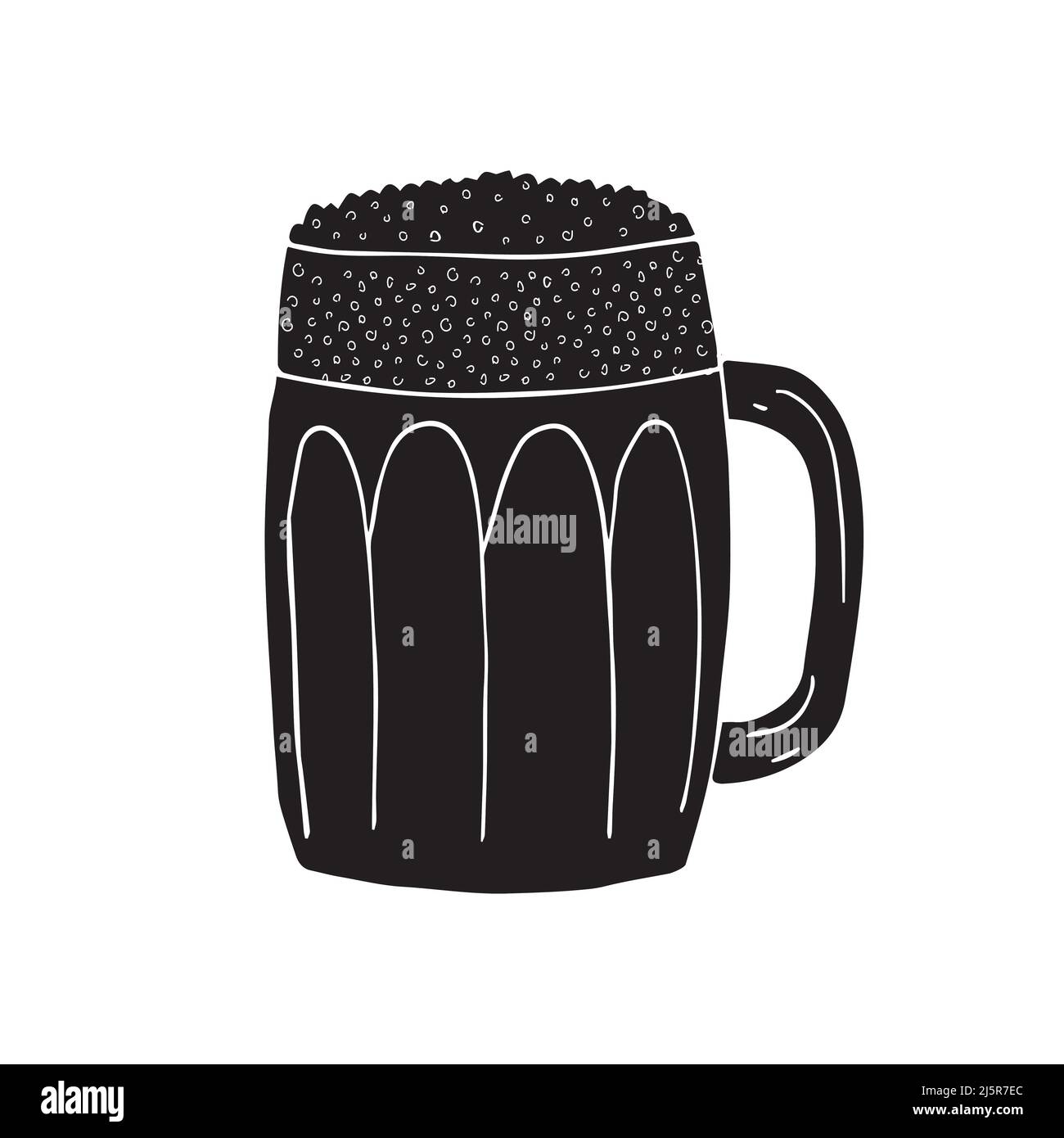 Vector black hand drawn doodle sketch beer glass isolated on white ...