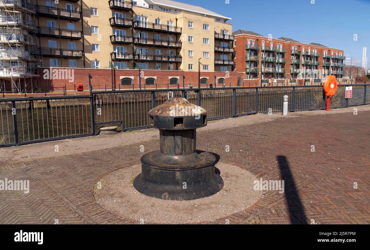 Industrial / maritime history, old dock capstan left in situ as public ...