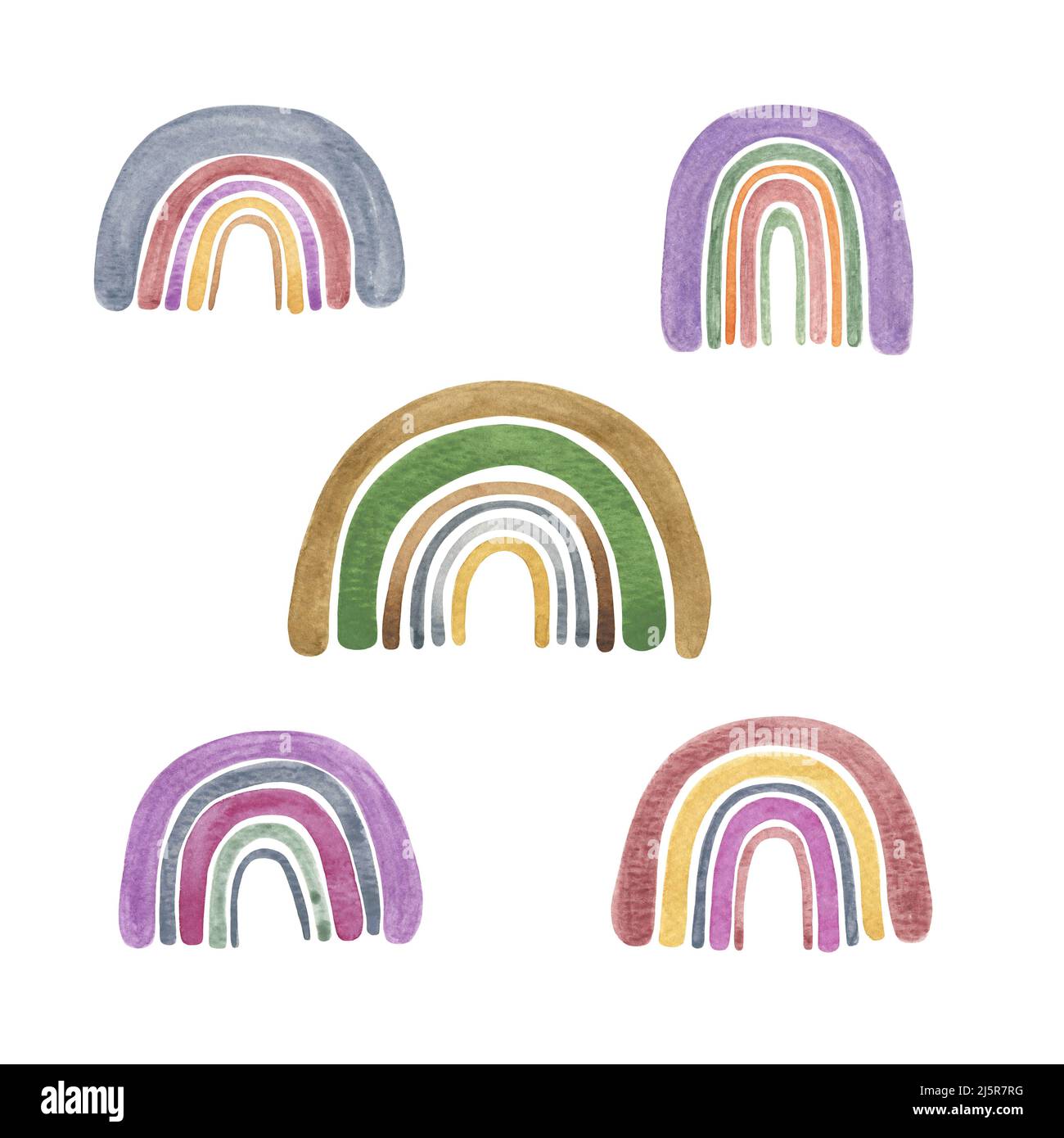 Boho rainbow set watercolor scandinavian illustration, baby shower ...