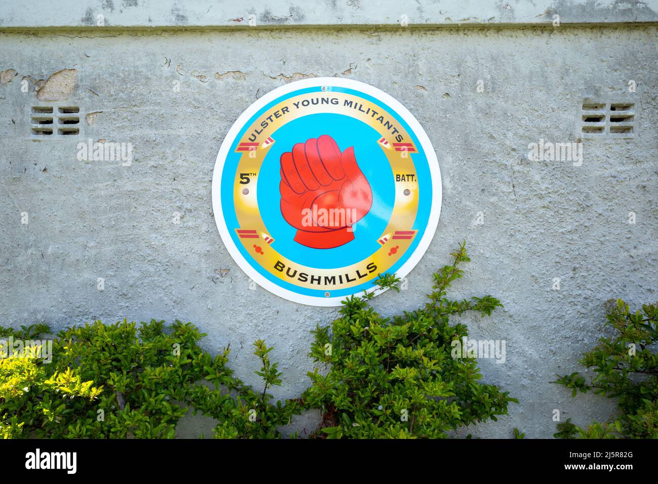 Bushmills, Northern Ireland - April 25th, 2022: Loyalist plaque bearing ...