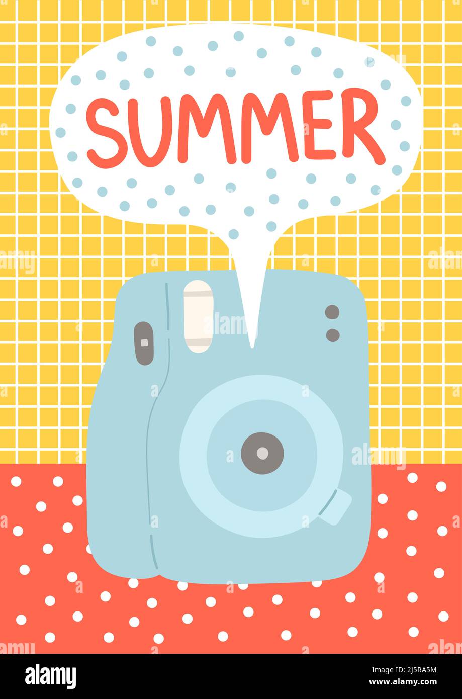 Hello summer colorful postcard, flat design vector Stock Vector Image ...