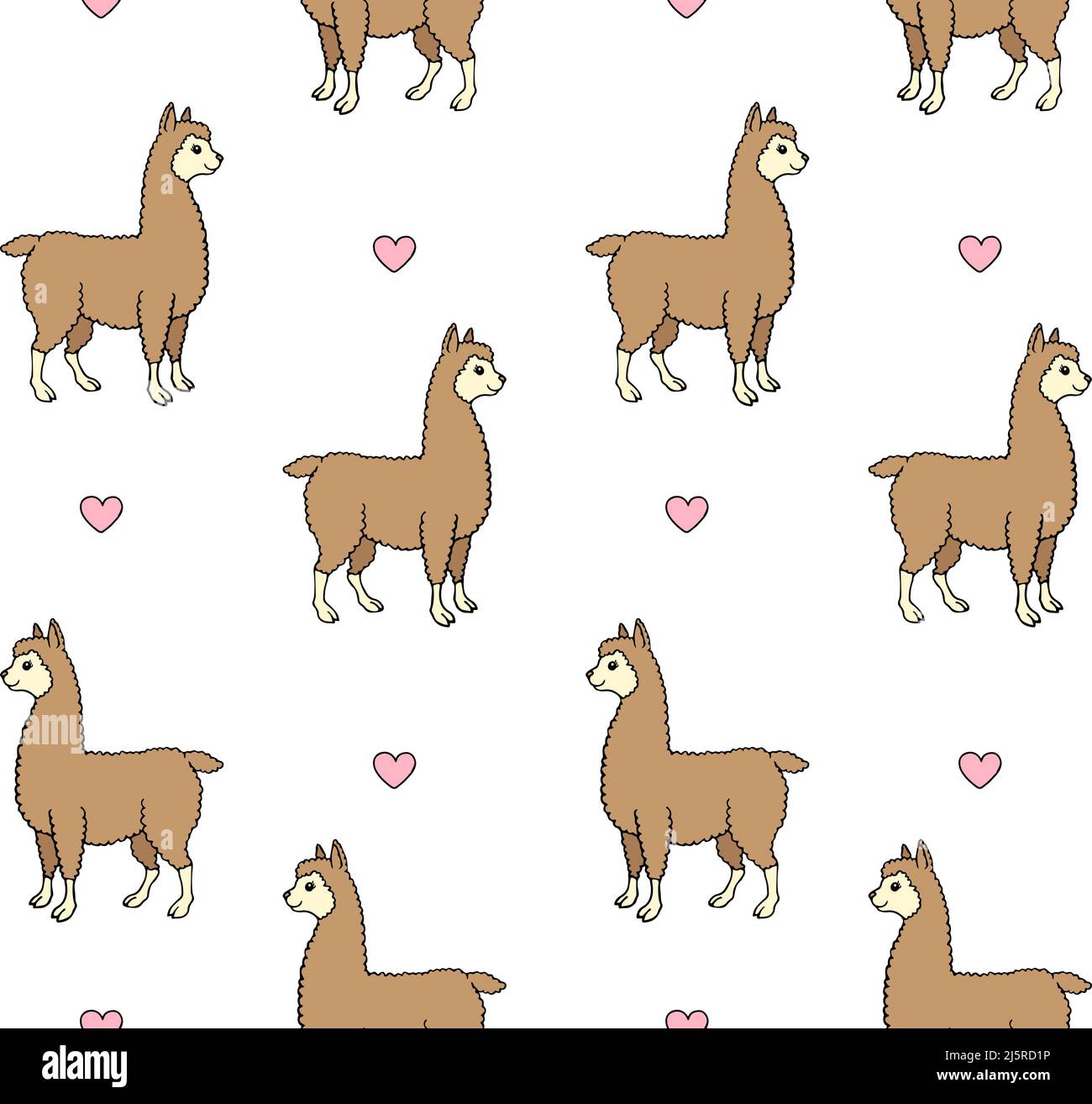 Vector seamless pattern of colored hand drawn doodle sketch llama ...