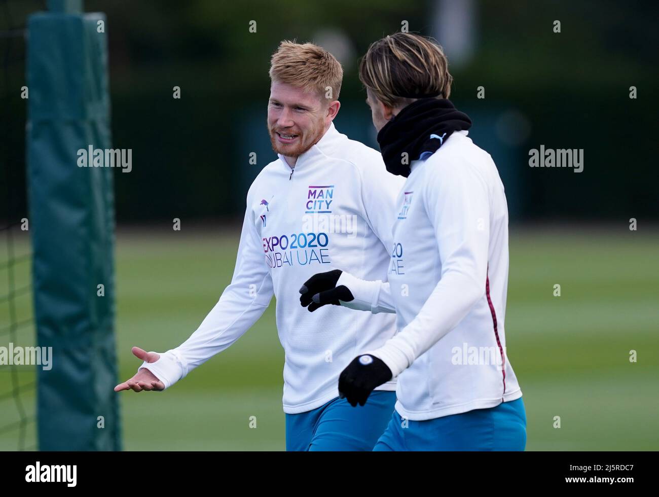 Manchester City's Kevin De Bruyne (left) and Jack Grealish during a ...