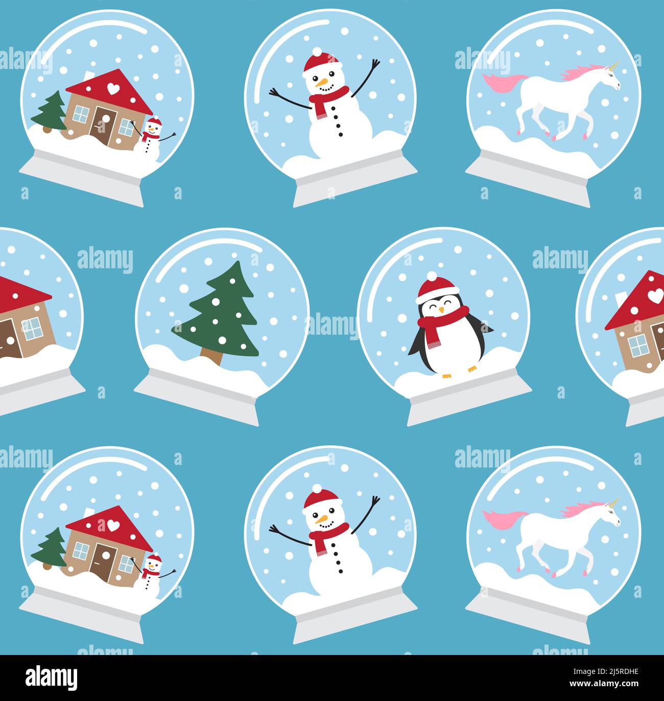 Vector seamless pattern of different flat cartoon snowball isolated on ...