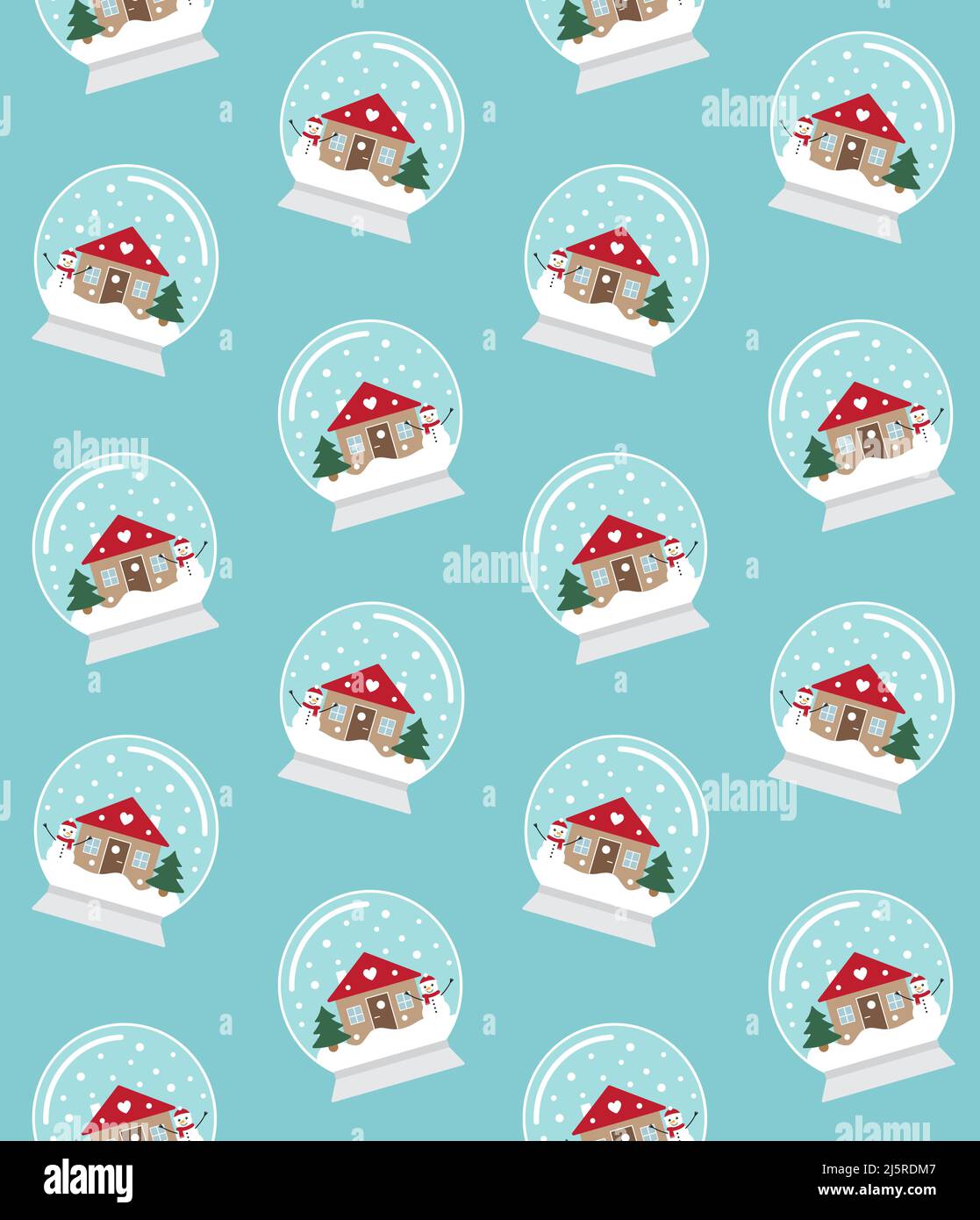 Vector seamless pattern of flat cartoon snowball with house landscape ...