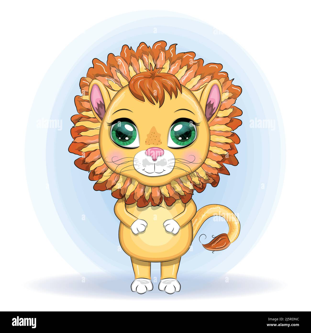 Cartoon lion with expressive eyes. Wild animals, character, childish ...