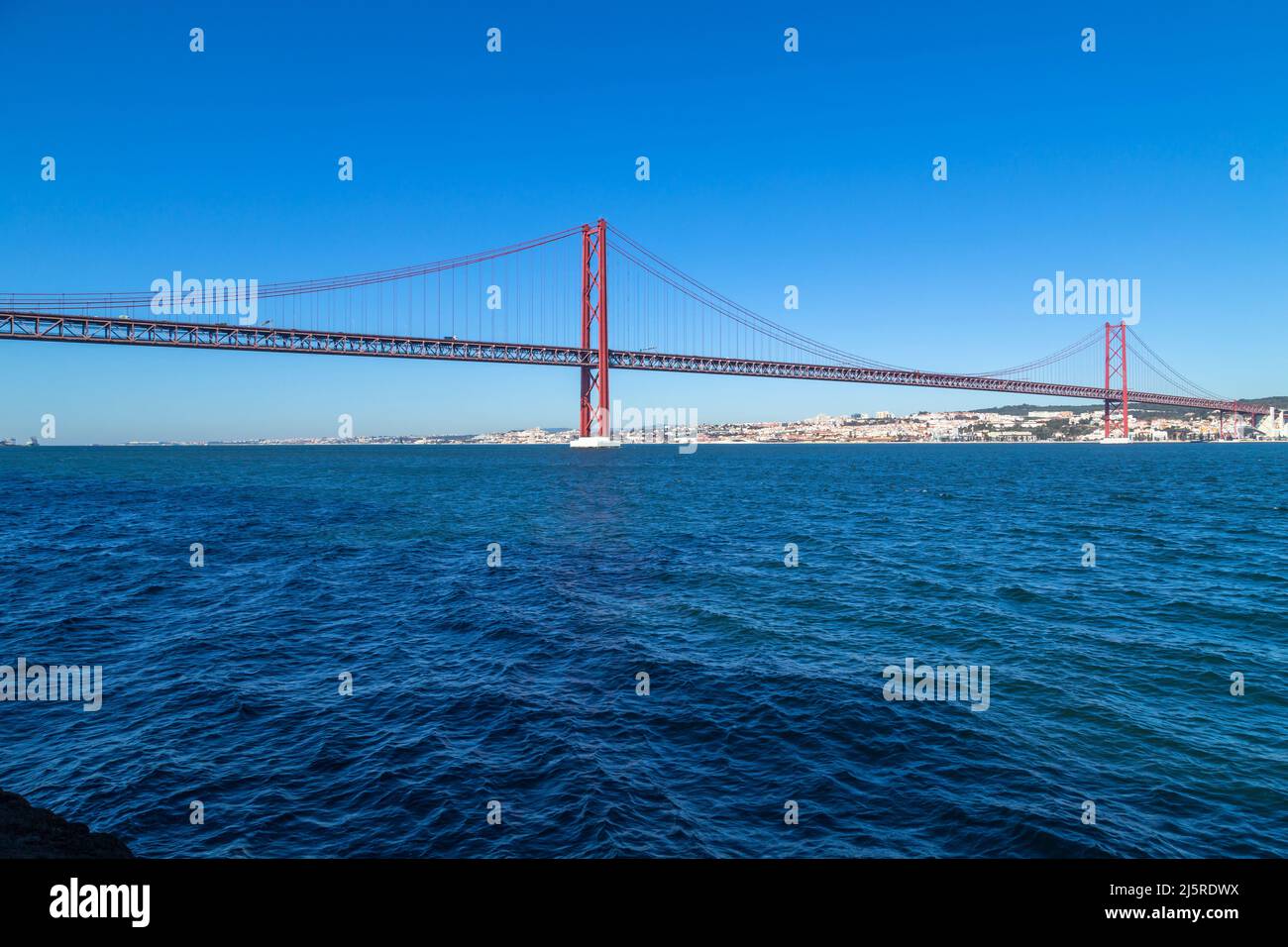 The 25 de Abril Bridge (Ponte 25 de Abril) is a suspension bridge in Lisbon over Tagus river, in ...