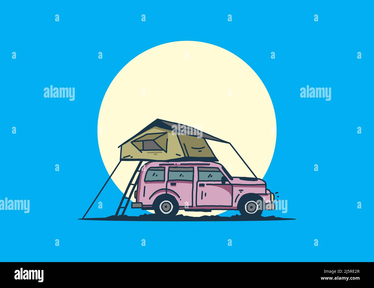Camping on the roof of the car illustration design Stock Vector Image ...