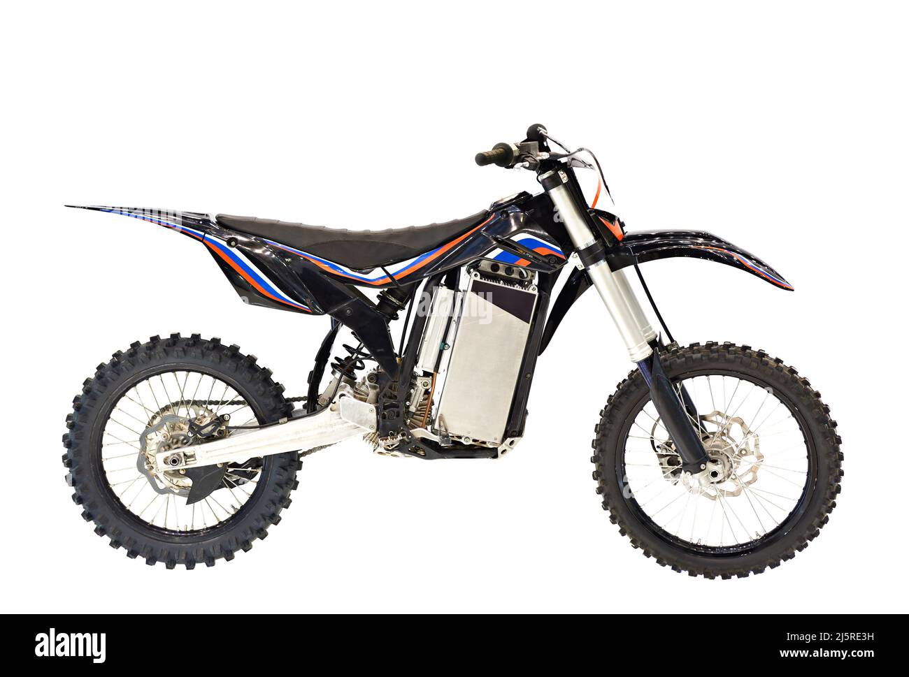 Electric cross motorcycle isolated on a white background Stock Photo ...