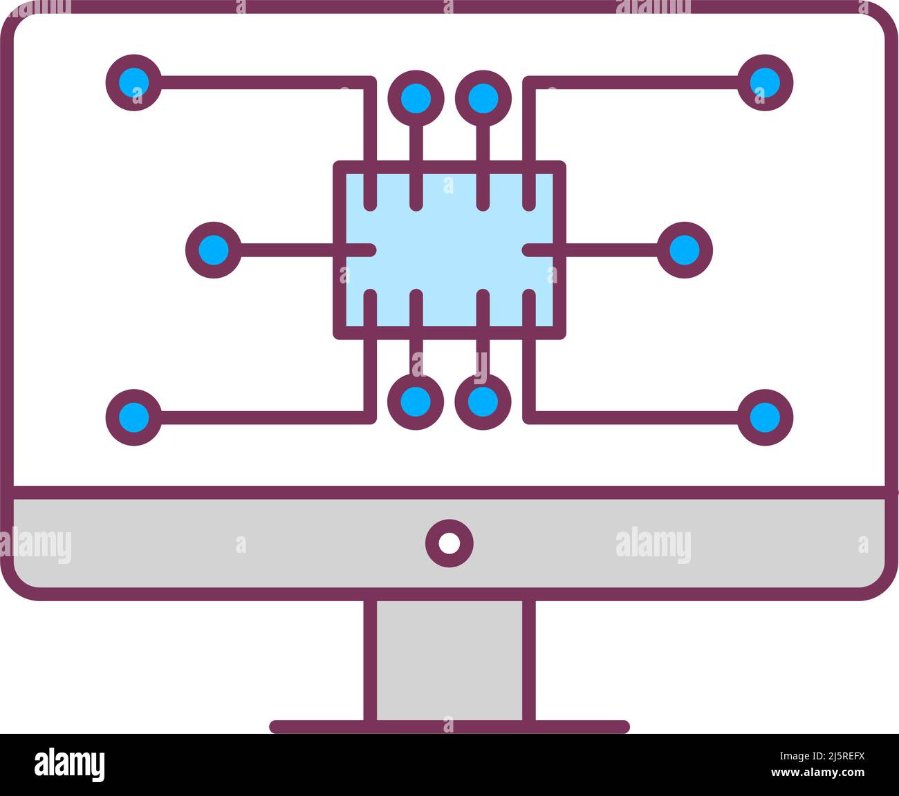 Computer network icon digital tech flat vector Stock Vector Image & Art ...