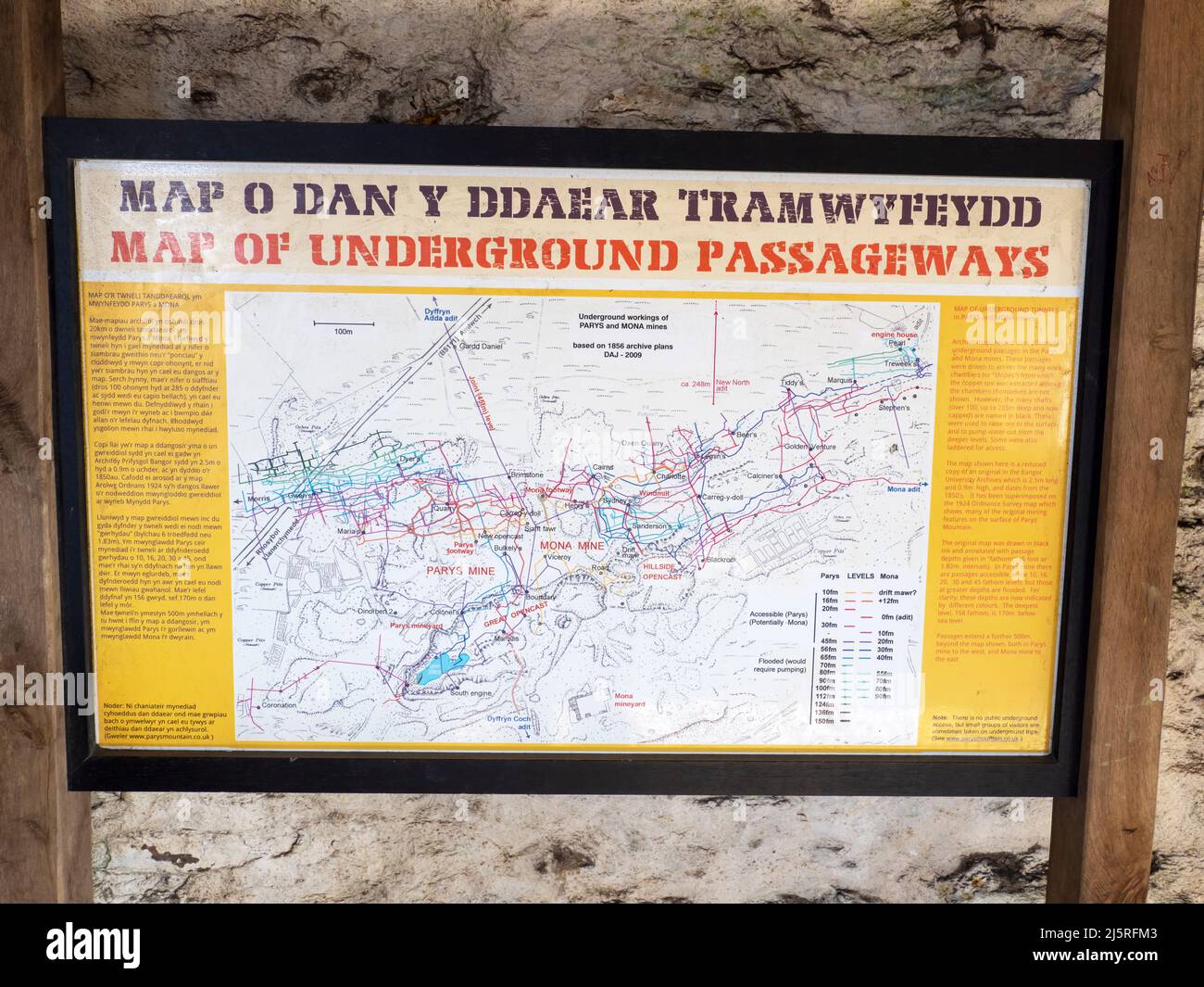 A map of old mine tunnels on Parys Mountain near Amlwch, once the world ...