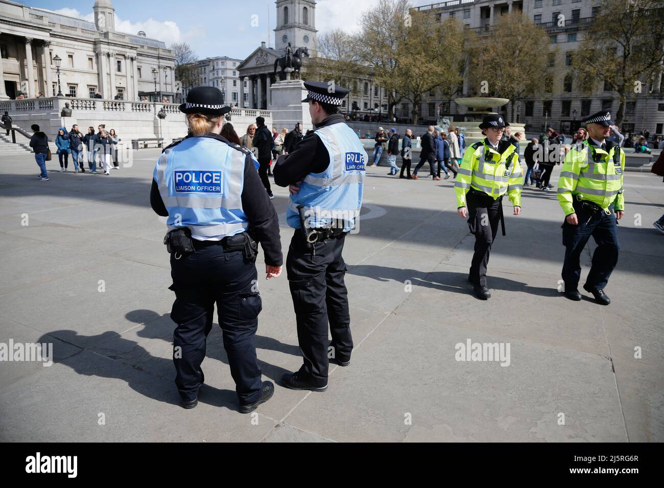 England, London, Police and Liason officers on patrol in Trafalgar ...
