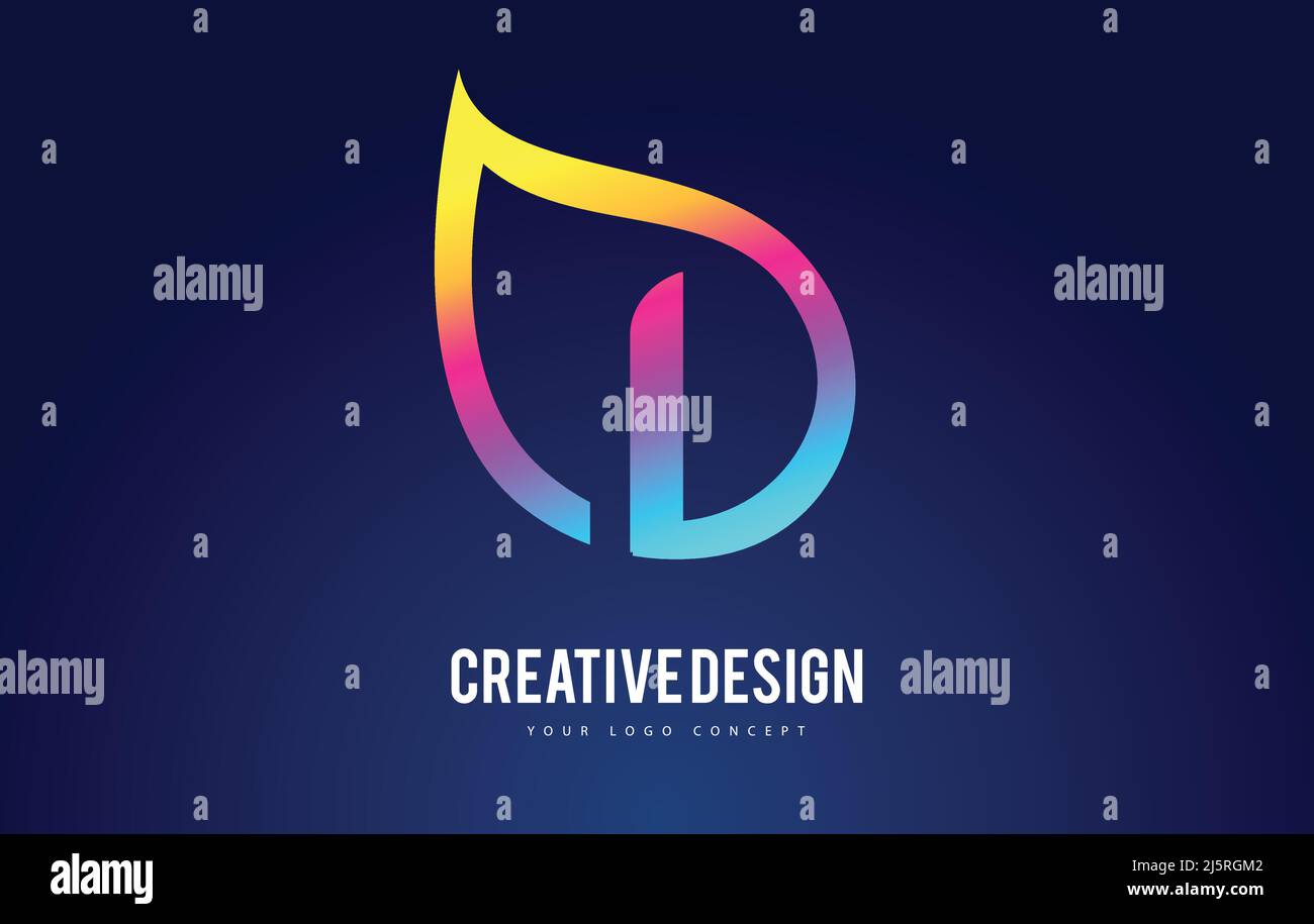 Colorful I Leaf Logo Letter Design with Vibrant Leaf Outline Vector ...