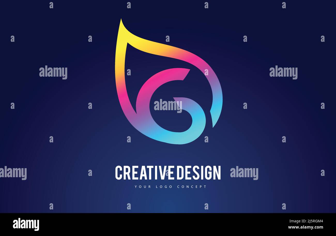 Colorful G Leaf Logo Letter Design with Vibrant Leaf Outline Vector ...