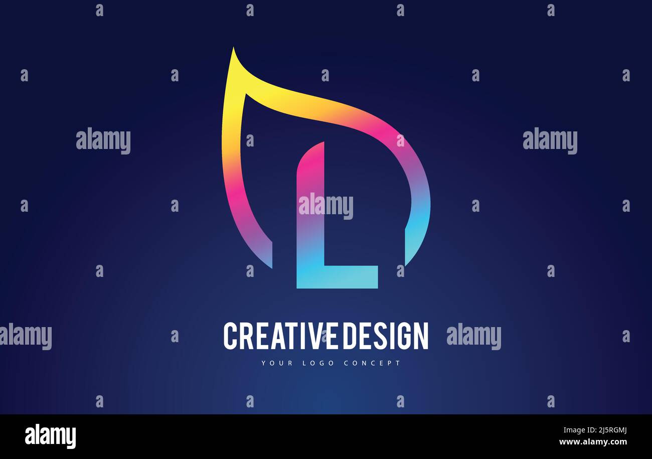 Colorful L Leaf Logo Letter Design with Vibrant Leaf Outline Vector ...