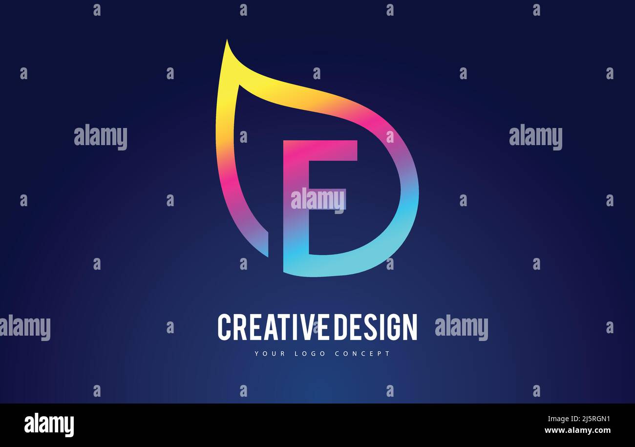 Colorful E Leaf Logo Letter Design with Vibrant Leaf Outline Vector ...