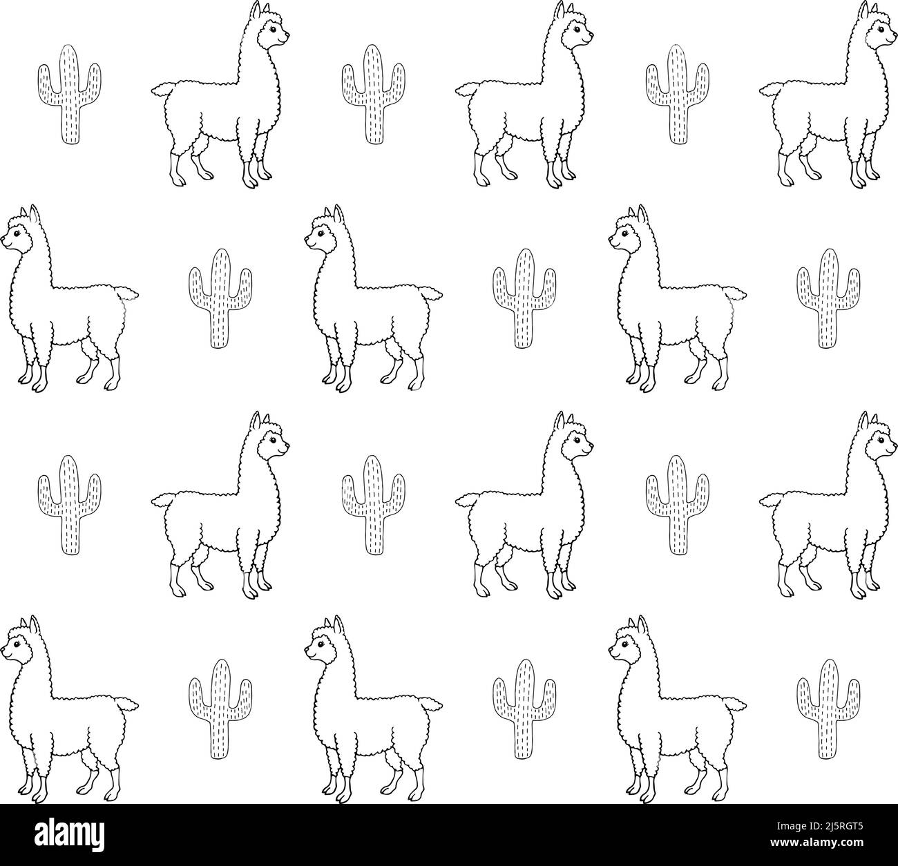 Vector seamless pattern of hand drawn doodle sketch llama alpaca and ...