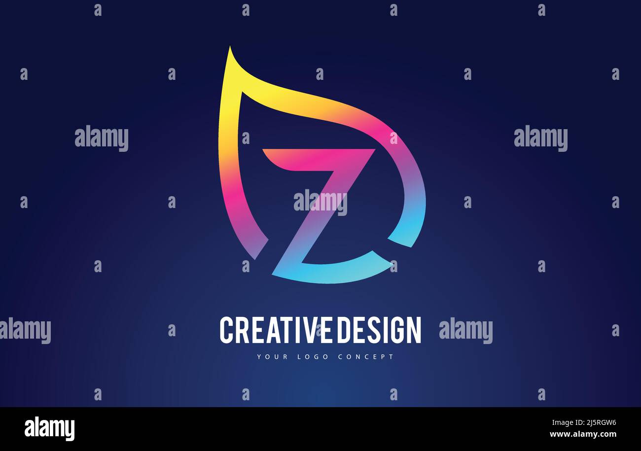 Colorful Z Leaf Logo Letter Design with Vibrant Leaf Outline Vector ...