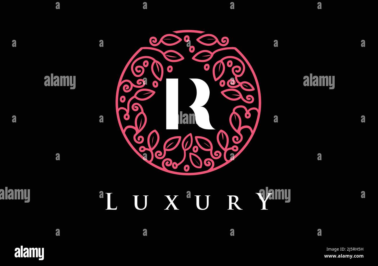 Purple R Letter Logo Luxury. Green Beauty Cosmetics Logo Monogram Stock ...