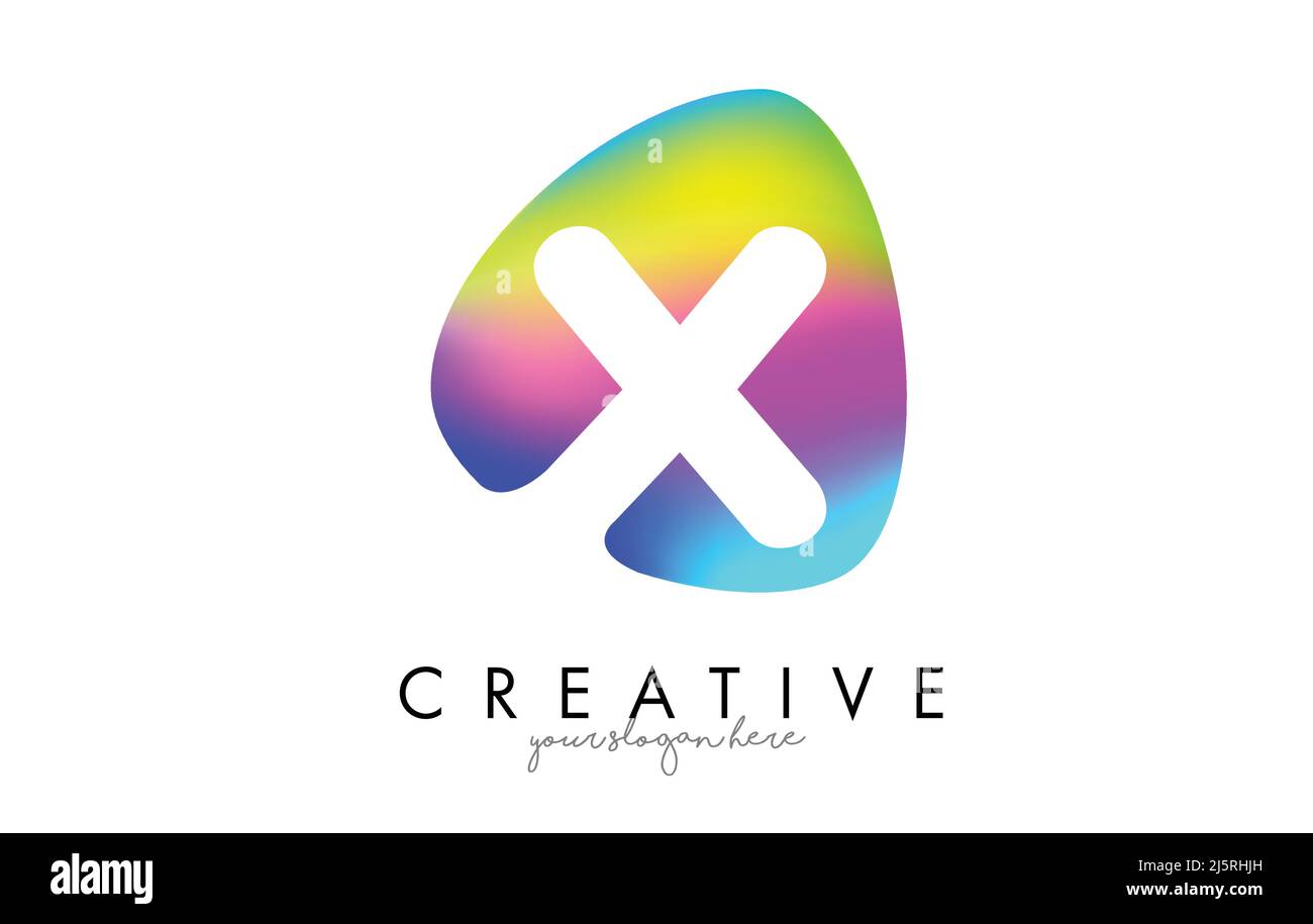 Colorful Rainbow X Letter Logo Design with Oval Shape Vector ...